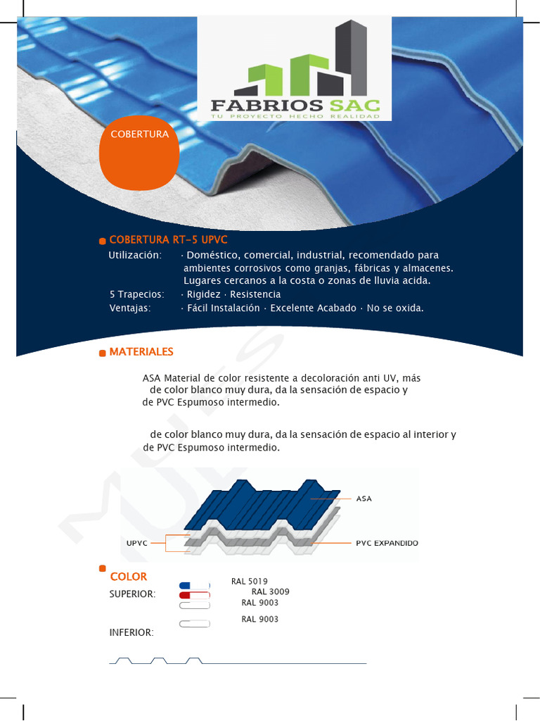 Fabrios Sac-Cobertura RT5 Upvc | PDF | Aislamiento térmico | Materiales