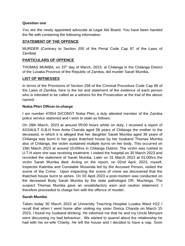 You Are The Newly Appointed Advocate at Legal Aid Board | PDF | Lawsuit ...