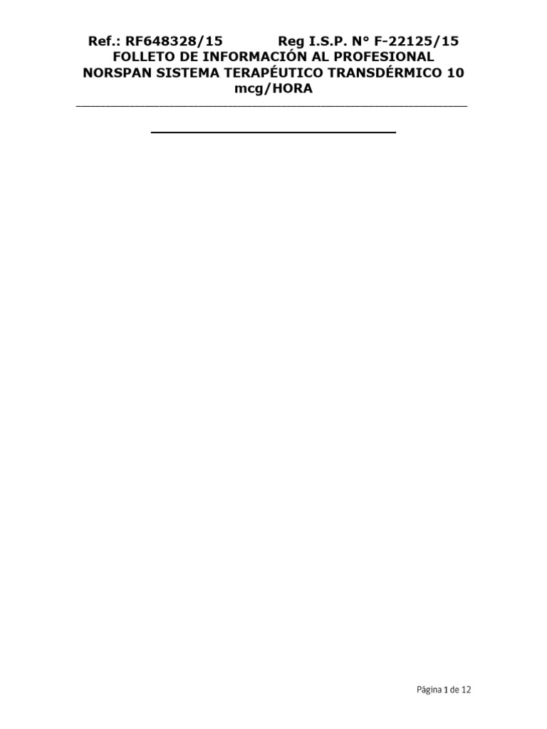 NORSPAN: Parche Transdérmico de Buprenorfina | PDF | Analgésico ...