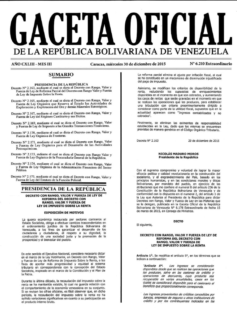 Decreto Con Rango, Valor y Fuerza de Ley Orgánica de Administración ...