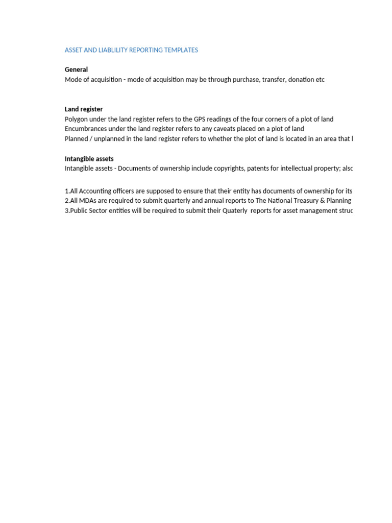 Asset and Liability Reporting Templates | PDF | Depreciation | Lease