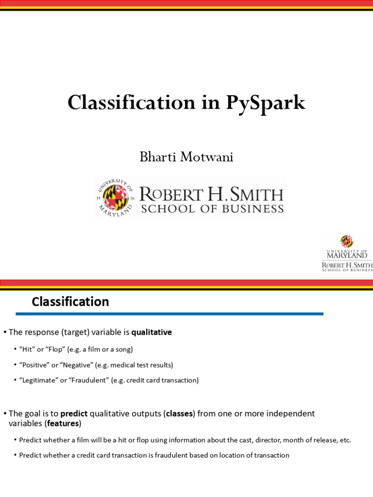 Classification in PySpark | PDF | Cross Validation (Statistics) | Applied Mathematics