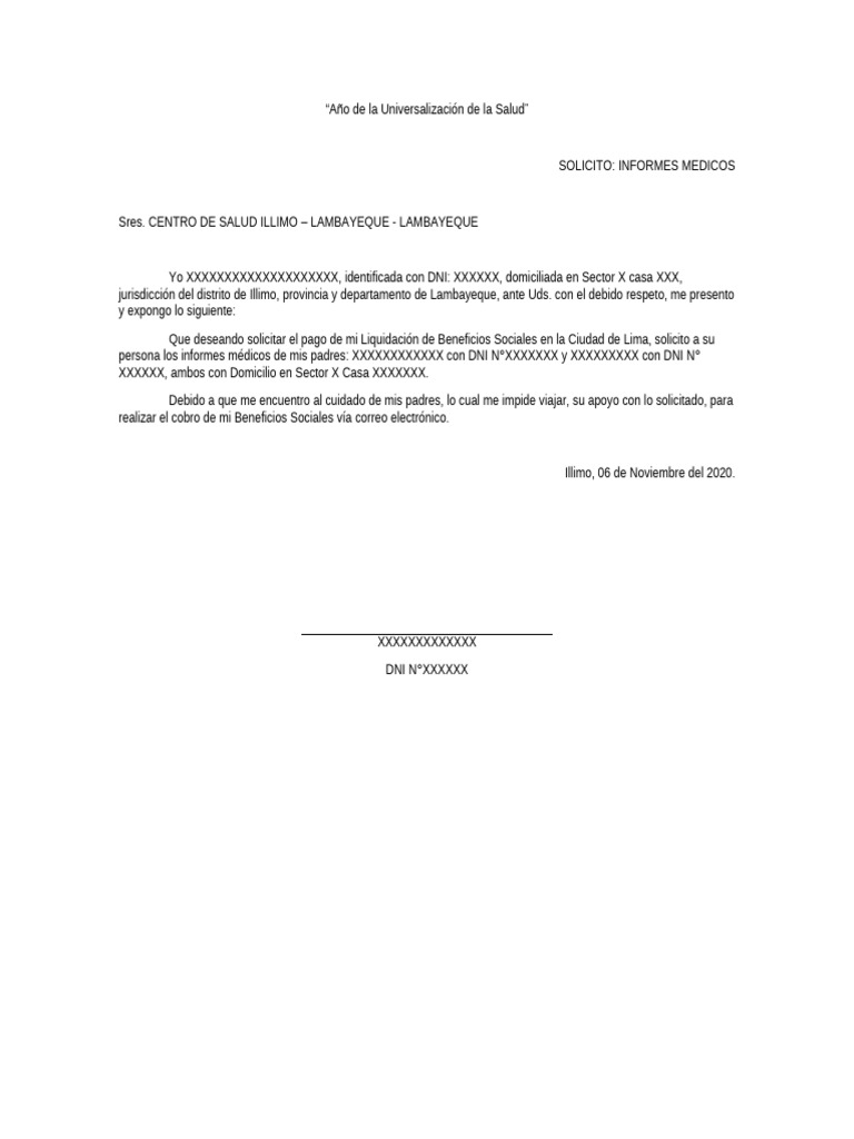 Solicitud de Informes Medicos | PDF