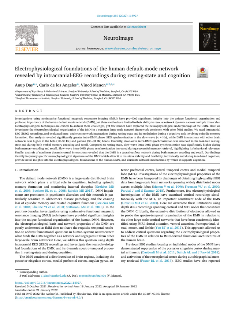 (2022) Electrophysiological Foundations of The Human Default-Mode ...
