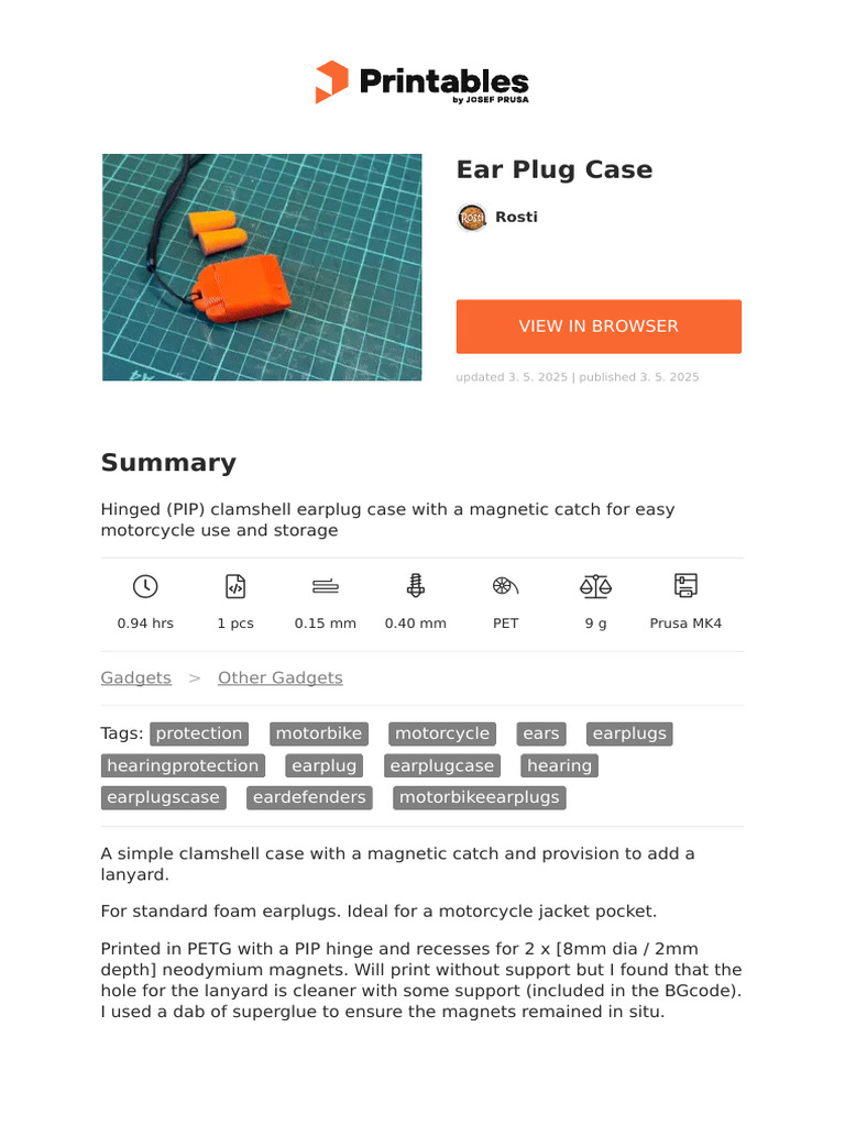Ear Plug Case | PDF