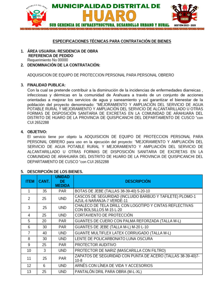 ADQ. EPPS PERSONAL OBRERO | PDF | Guante