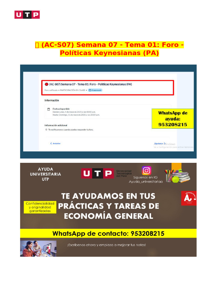(AC-S07) Semana 07 - Tema 01 Foro - Políticas Keynesianas (PA) | PDF