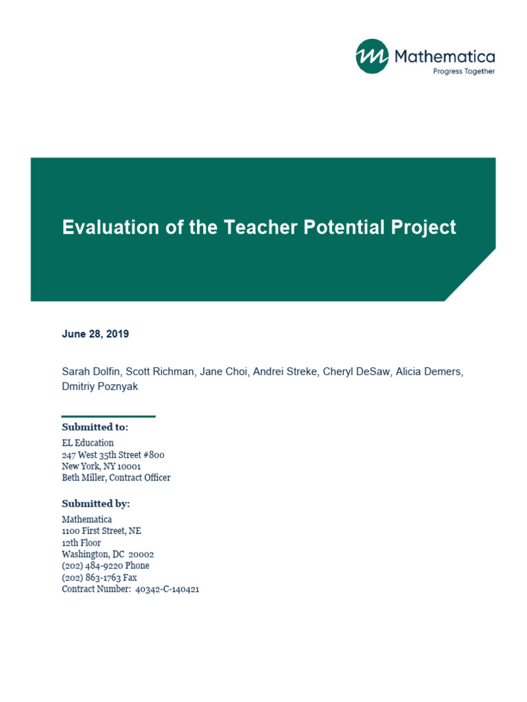 Teacher Potential Project Evaluation Report | PDF | Teachers | Curriculum