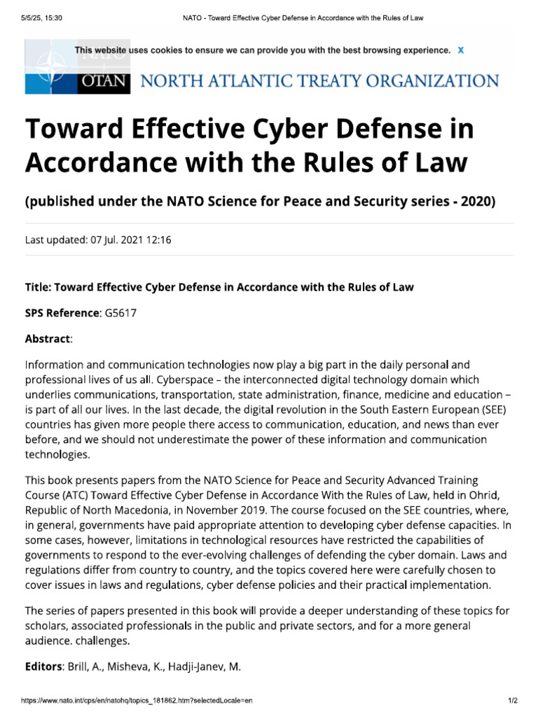 Toward Effective Cyber Defense in Accordance With the Rules of Law | PDF