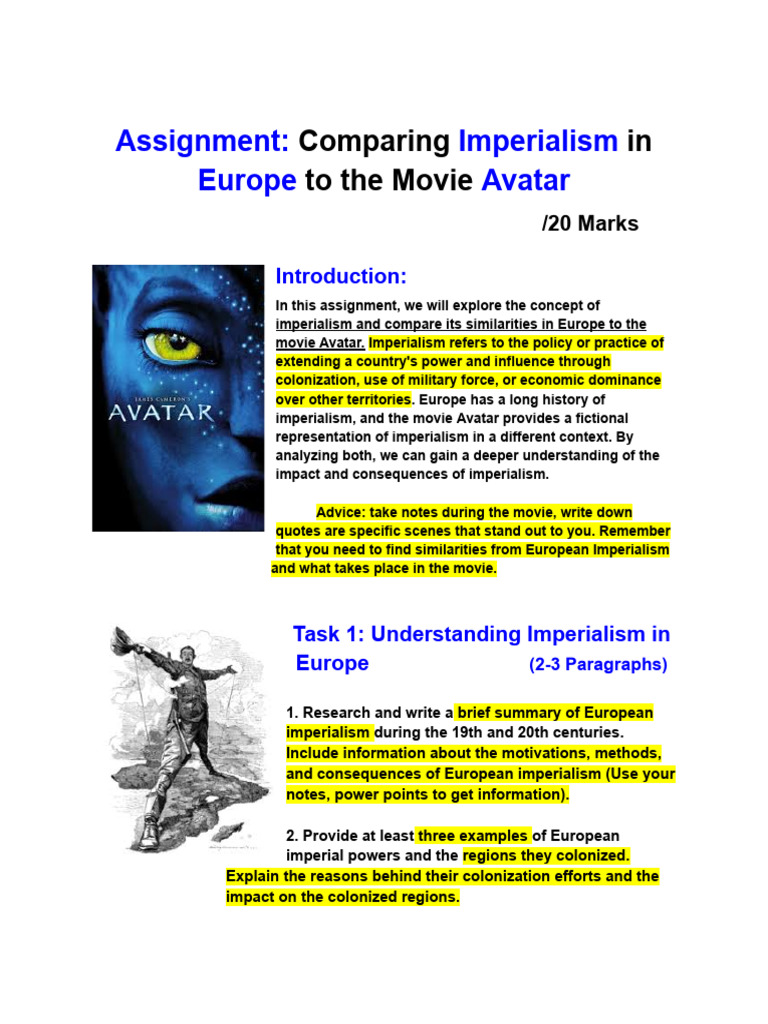 Kur Mayenmajok - Assignment - Comparing Imperialism in Europe To The ...