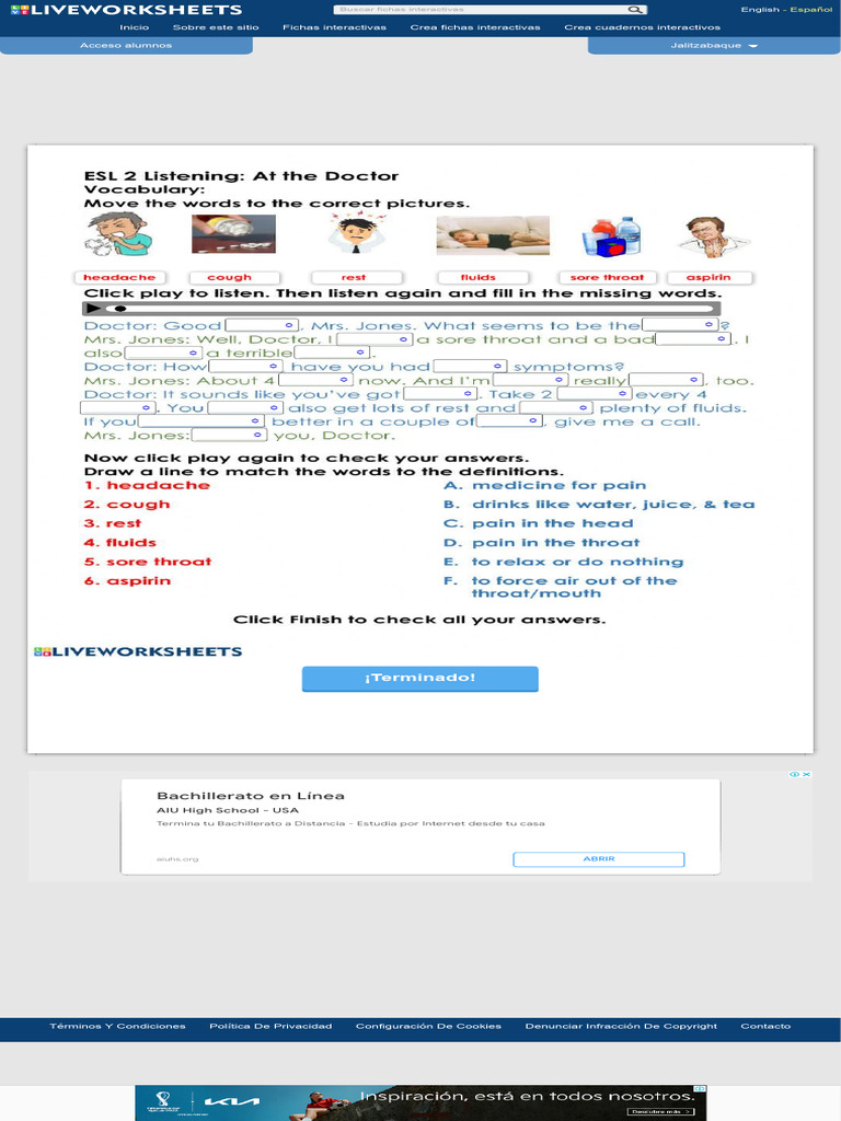Ejercicio de ListeningAt The Doctor | PDF