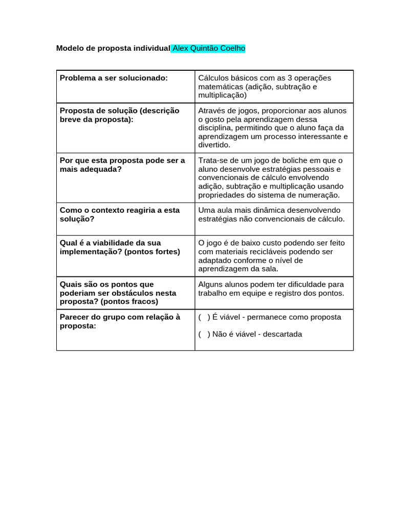 Modelo de Proposta | PDF