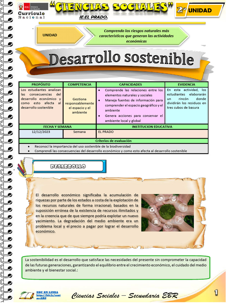 Ficha de Actividad Ccss 2do-Semana 3 | PDF | Desarrollo sostenible | Sustentabilidad