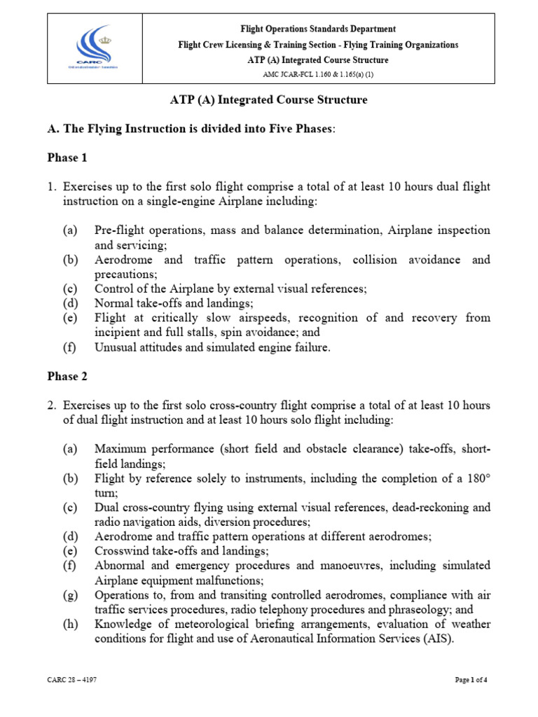 4197 - ATP (a) Integrated Course Structure | PDF | Instrument Flight ...