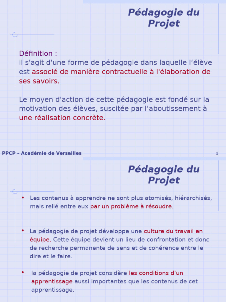 Pédagogie du Projet : Définition et Approche | PDF | Pédagogie ...