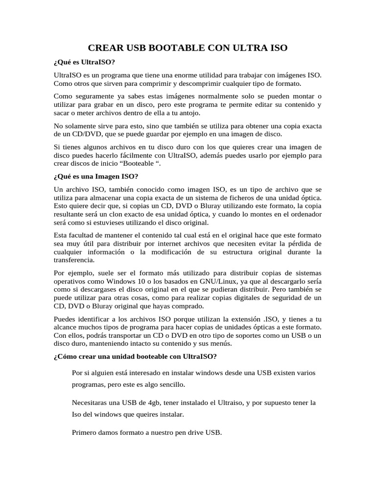 Crear USB Bootable Con Ultraiso | PDF | Arquitectura de Computadores ...