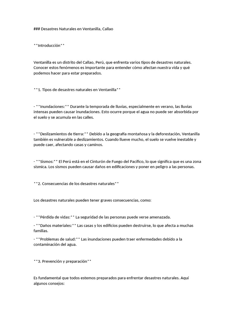 Desastres Naturales en Ventanilla | PDF