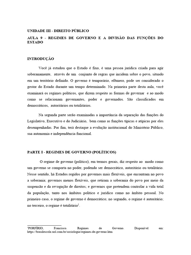 Regimes de Governo e Funções do Estado | PDF | Democracia | Ideologias ...