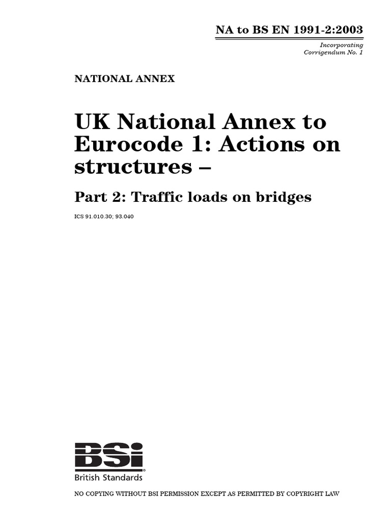 En 1991-2-2003 (BS) Traffic Loads On Bridges UK Annex | PDF | Trailer (Vehicle)