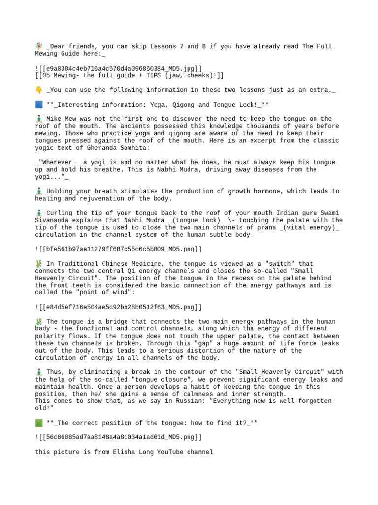 12 Lesson 7. Tongue Position - From Yoga To Mewing | PDF | Yoga | Tongue