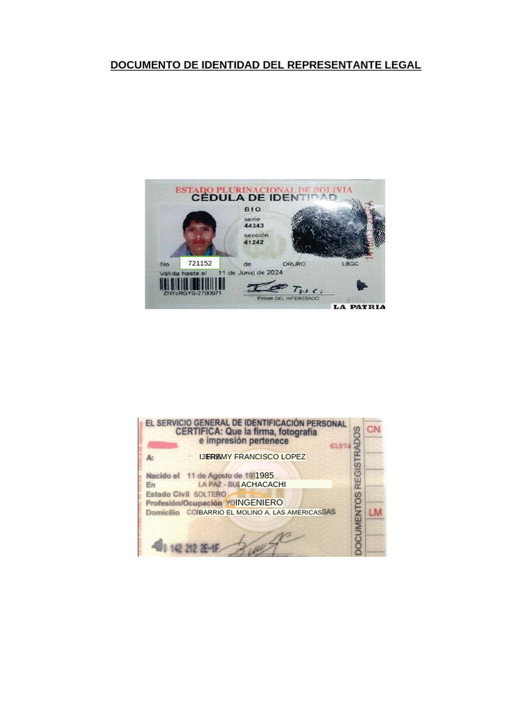 Documento de Identidad | PDF