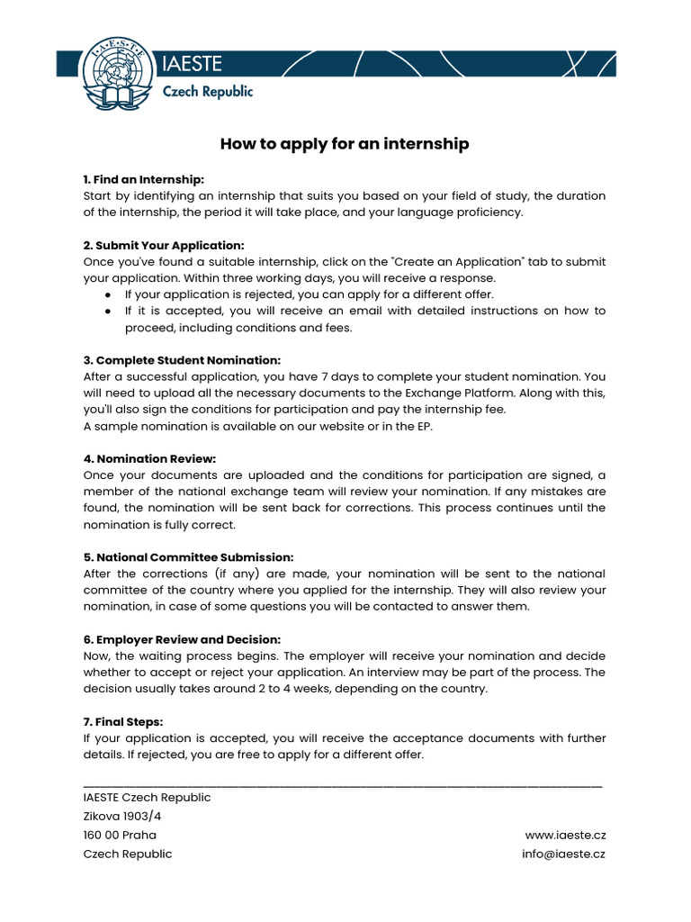 How To Apply For An Internship PDF | PDF