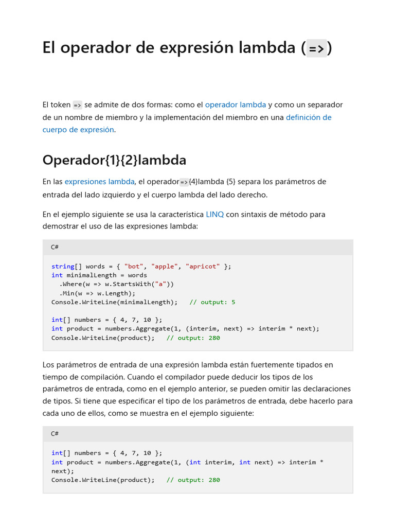 16 - Expresiones Lambda | PDF | Función anónima | C Sharp (lenguaje de programación)