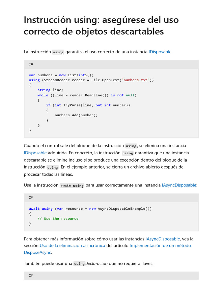 12_using | PDF | C Sharp (lenguaje de programación) | Ingeniería Informática