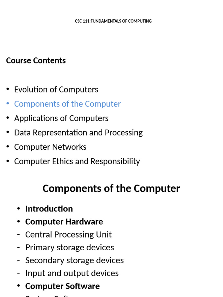 CSC 111 Lecture 2 | PDF | Computer Data Storage | Read Only Memory