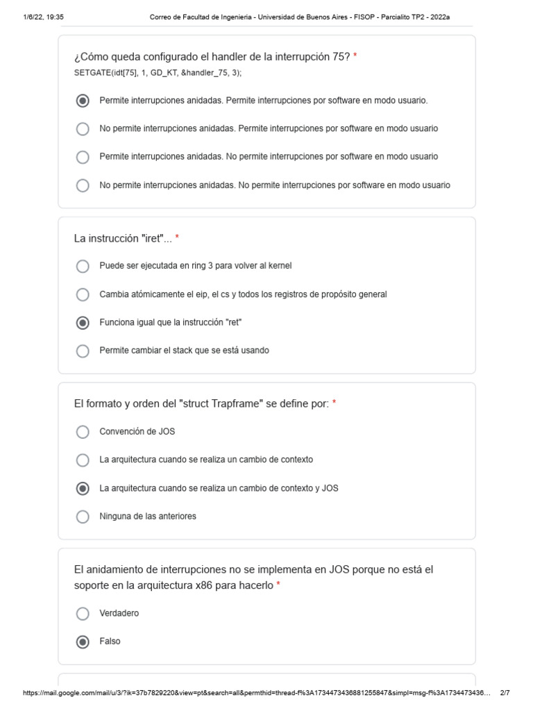 PARCIALITO TP2 | PDF | Kernel (sistema operativo) | Programación de computadoras