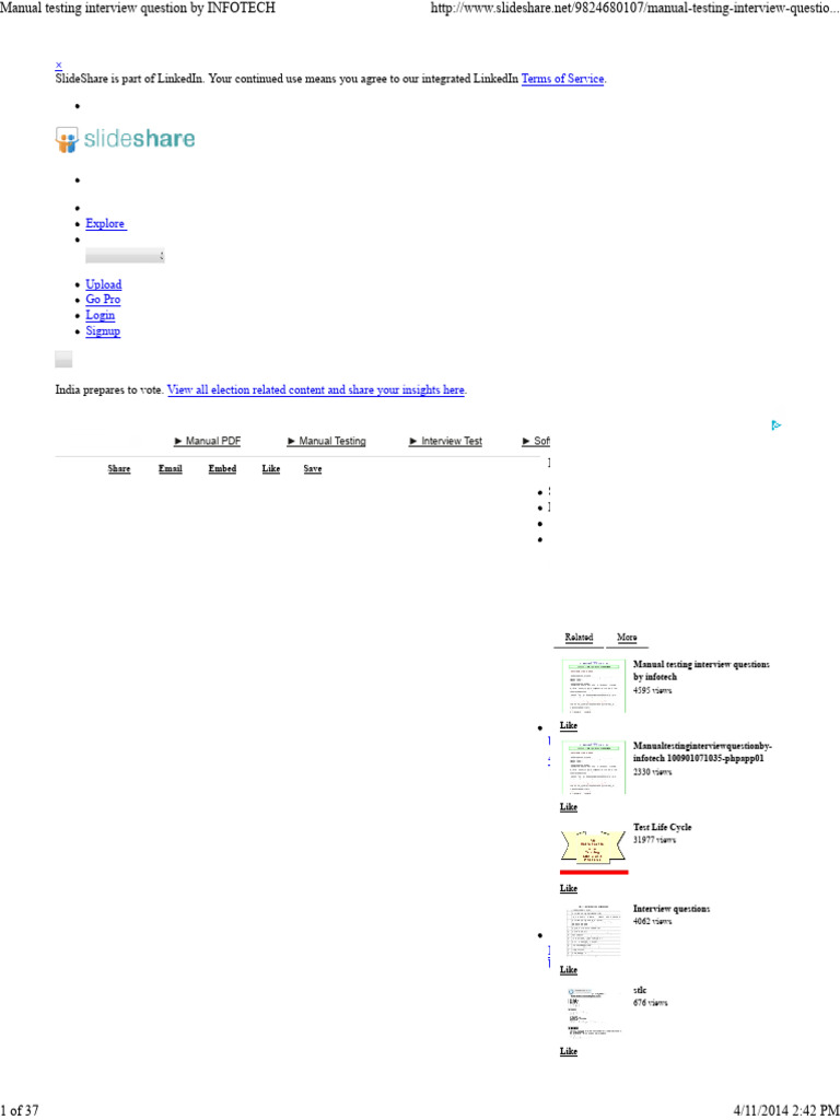 Manual Testing Interview Question by INFOTECH | PDF | Software Testing ...