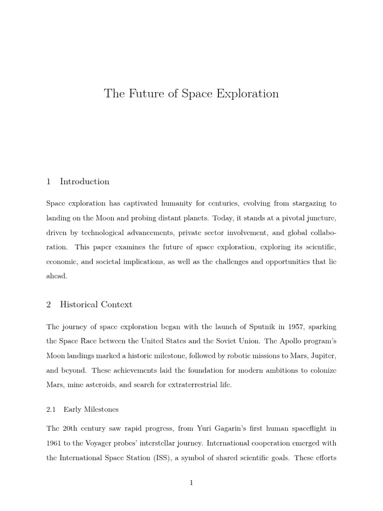 The Future of Space Exploration | PDF | Space Exploration | Outer Space