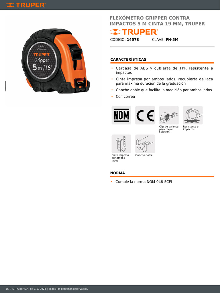 FT - Flexometro 5mt 14578 Truper | PDF
