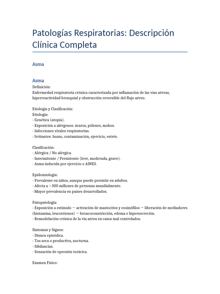 Patologías Respiratorias Completo Parte1 | PDF | Asma | Alergia