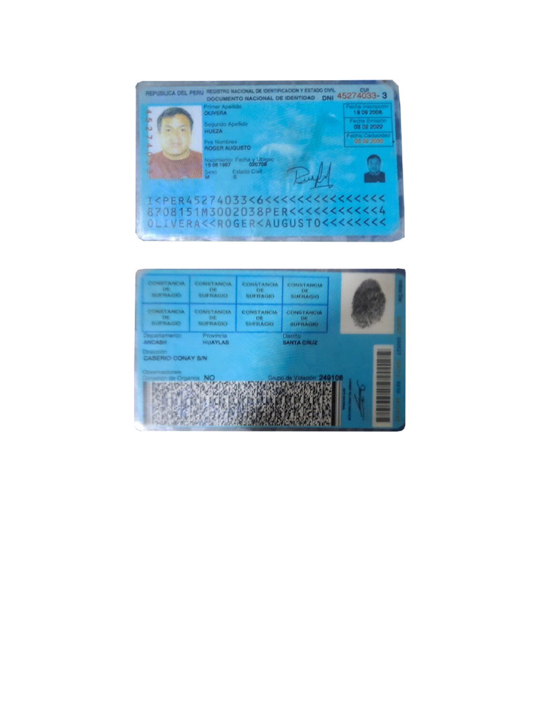 OLIVERA HUEZA ROGER AUGUSTO DNI 45274033 | PDF