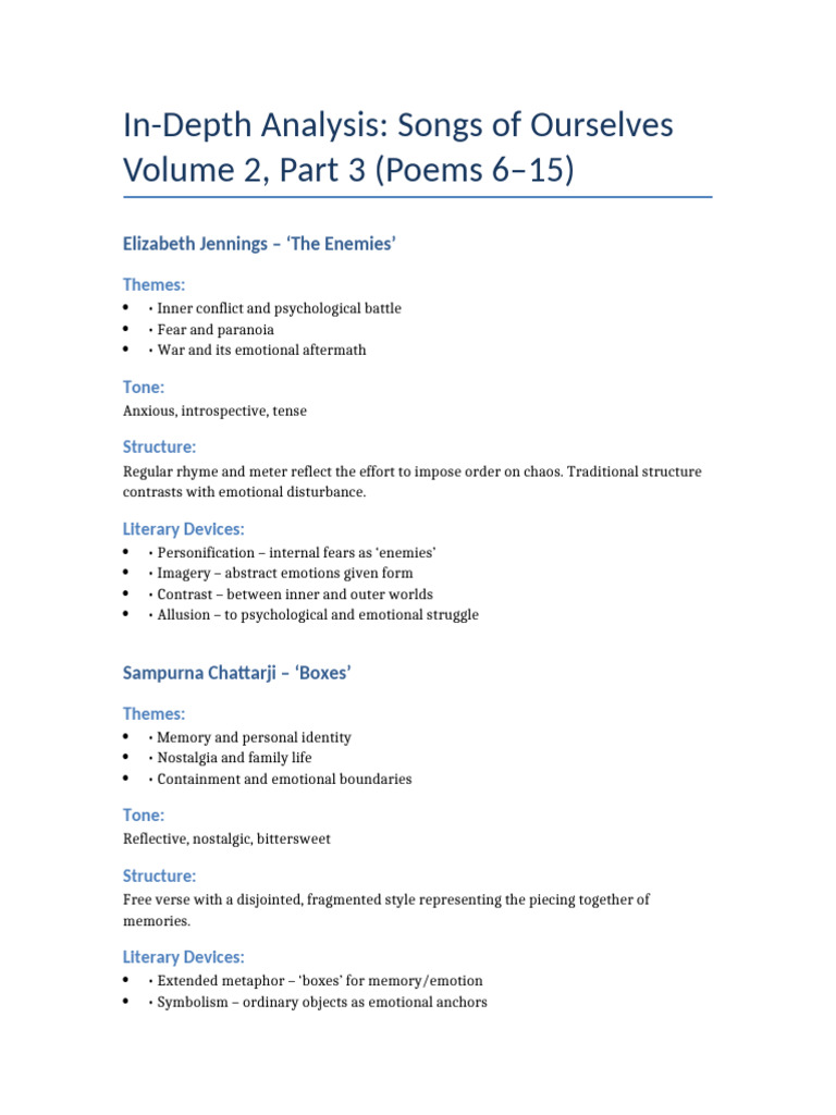 Songs_of_Ourselves_Analysis_Part2 | PDF | Poetry