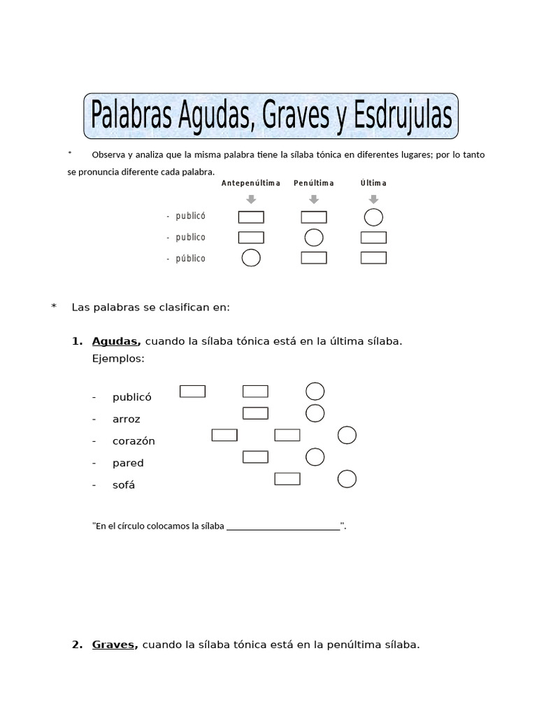 Ficha Agudas Graves y Esdrujulas | PDF