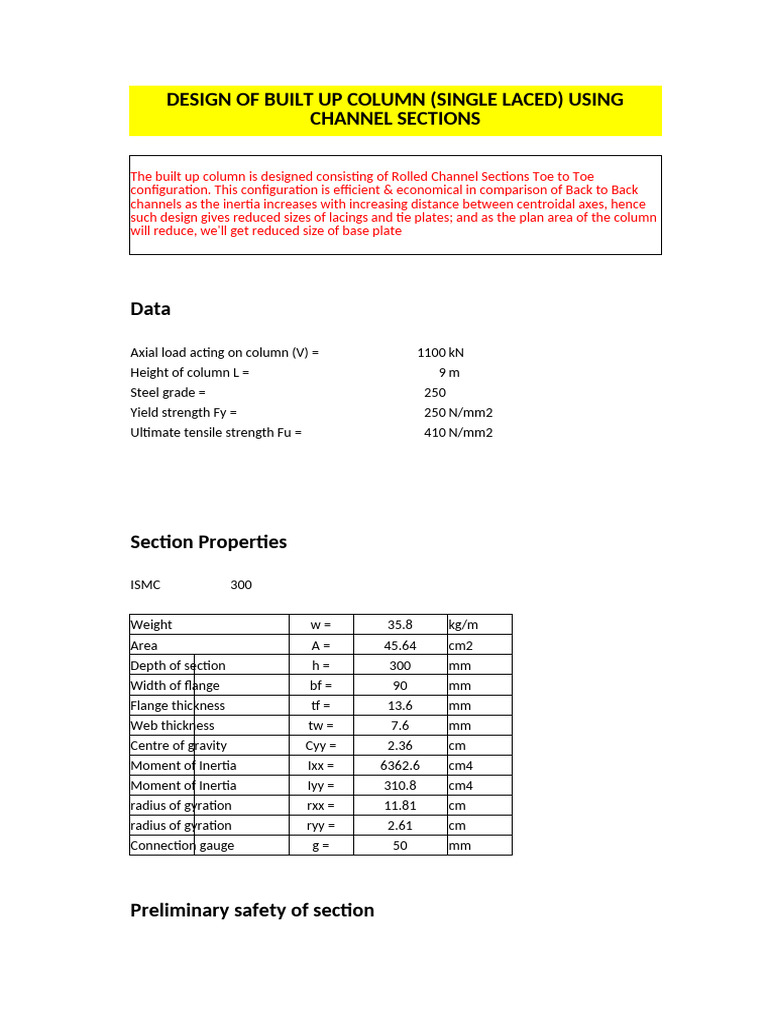 Built Up Column Channel | PDF | Column | Buckling
