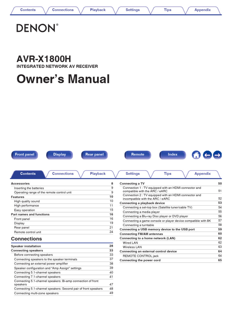 Avr-x1800he3 Eng PDF Im v00 | PDF | Hdmi | Ios