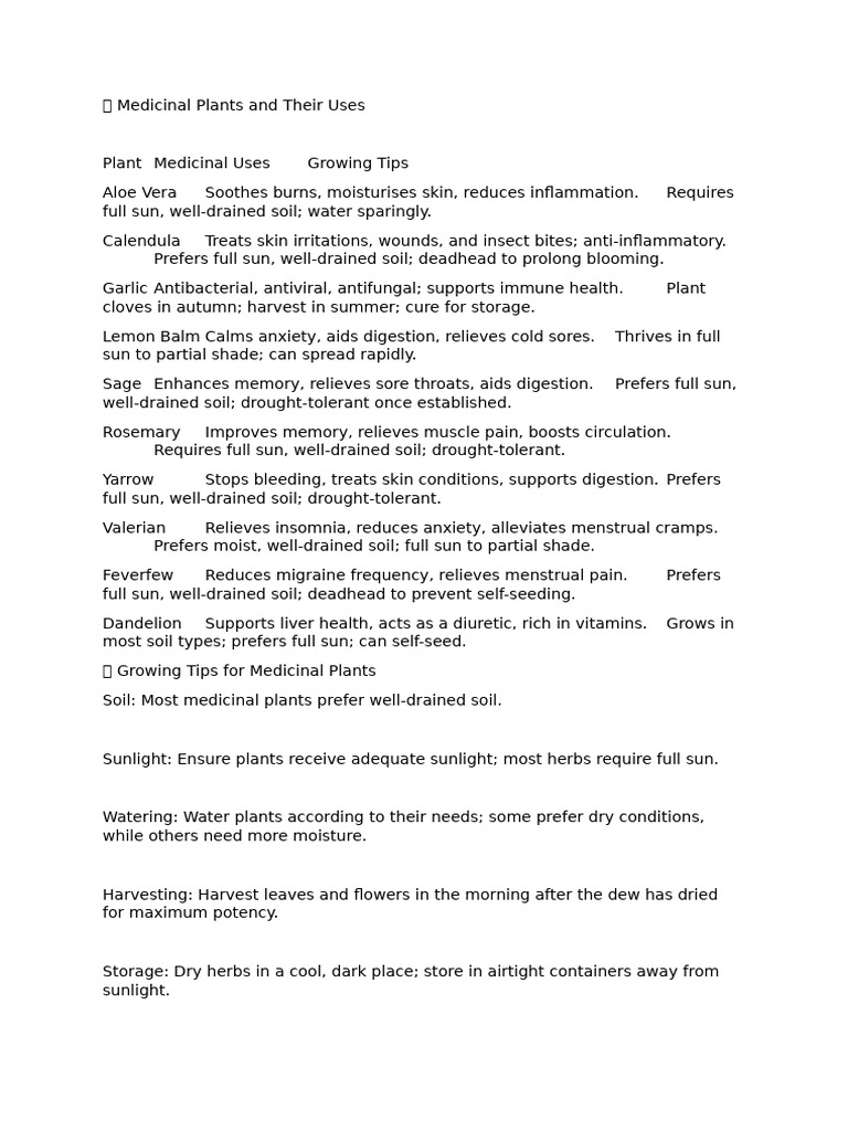 ? Medicinal Plants and Their Uses | PDF