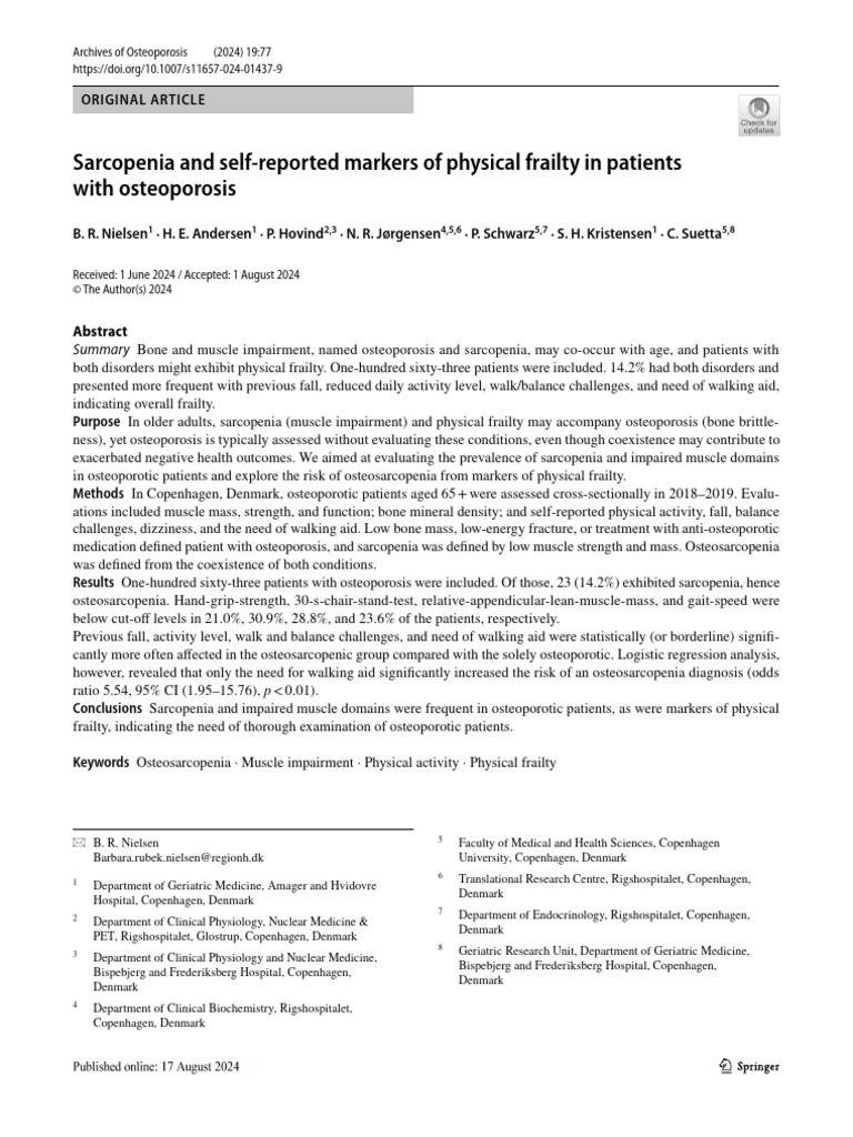 Sarcopenia and Self Reported Markers of Physical Frailty in Patients ...