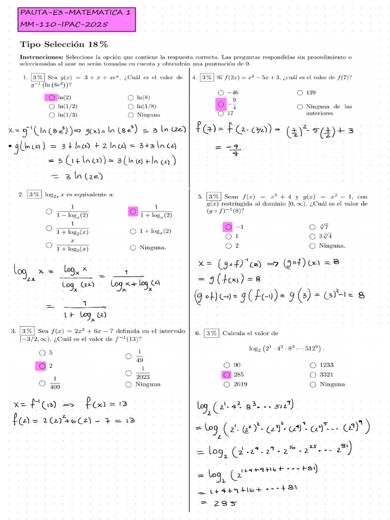 PAUTA-E3-EMATEMATICA-I-IPAC-2025 | PDF