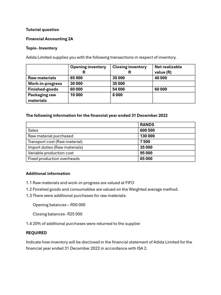 TUTORIAL QUESTION 2A | PDF