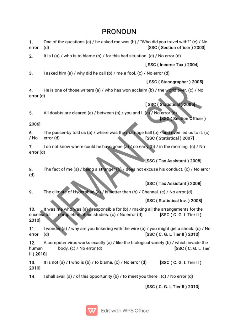 Pronoun Question 083857 | PDF