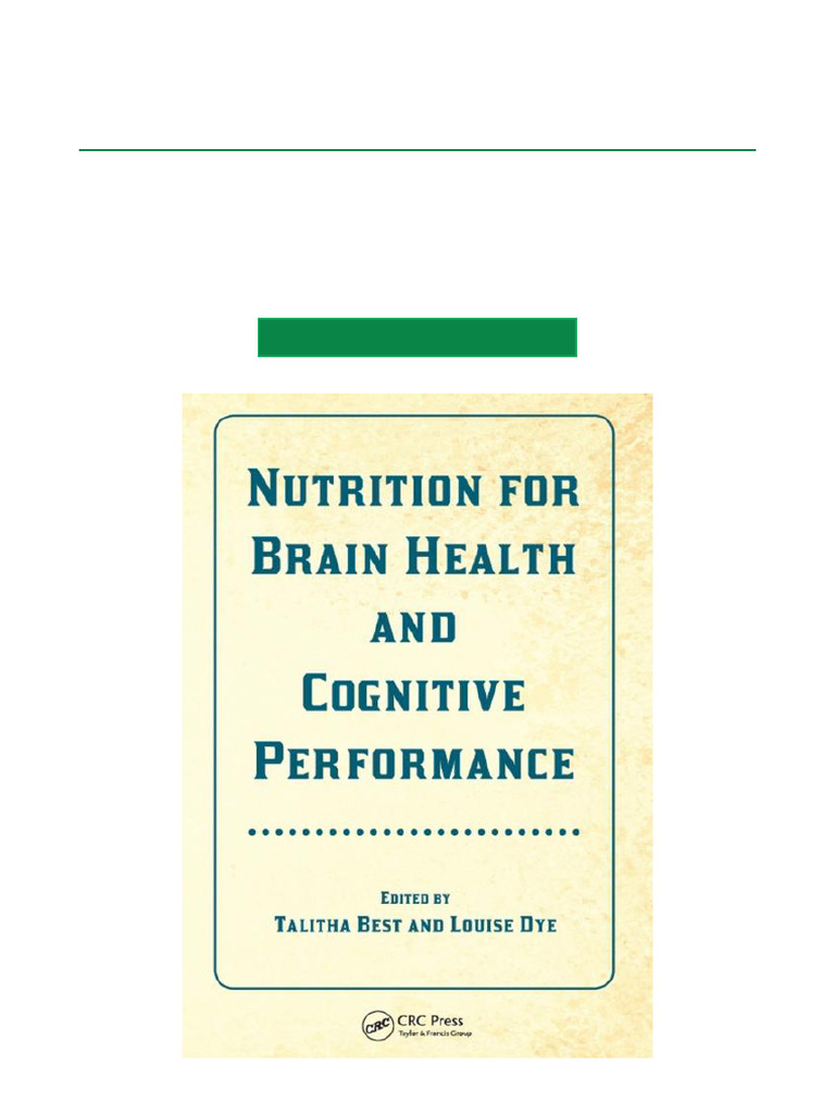 Nutrition For Brain Health and Cognitive Performance 1st Edition ...