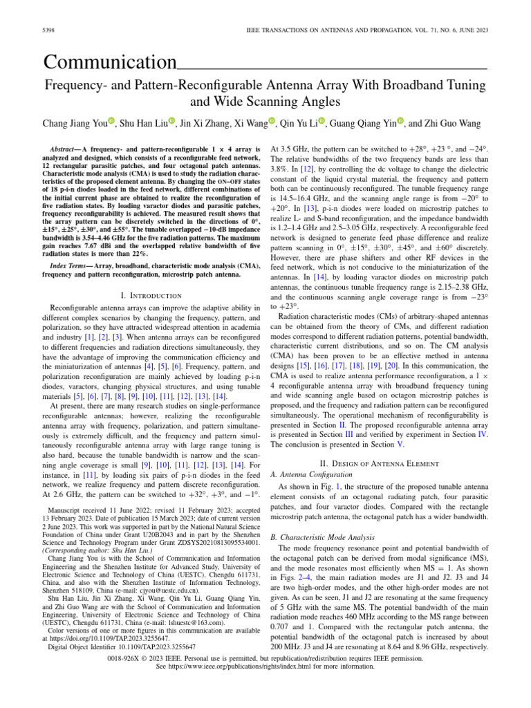 Frequency - and Pattern-Reconfigurable Antenna Array With Broadband Tuning and Wide Scanning ...