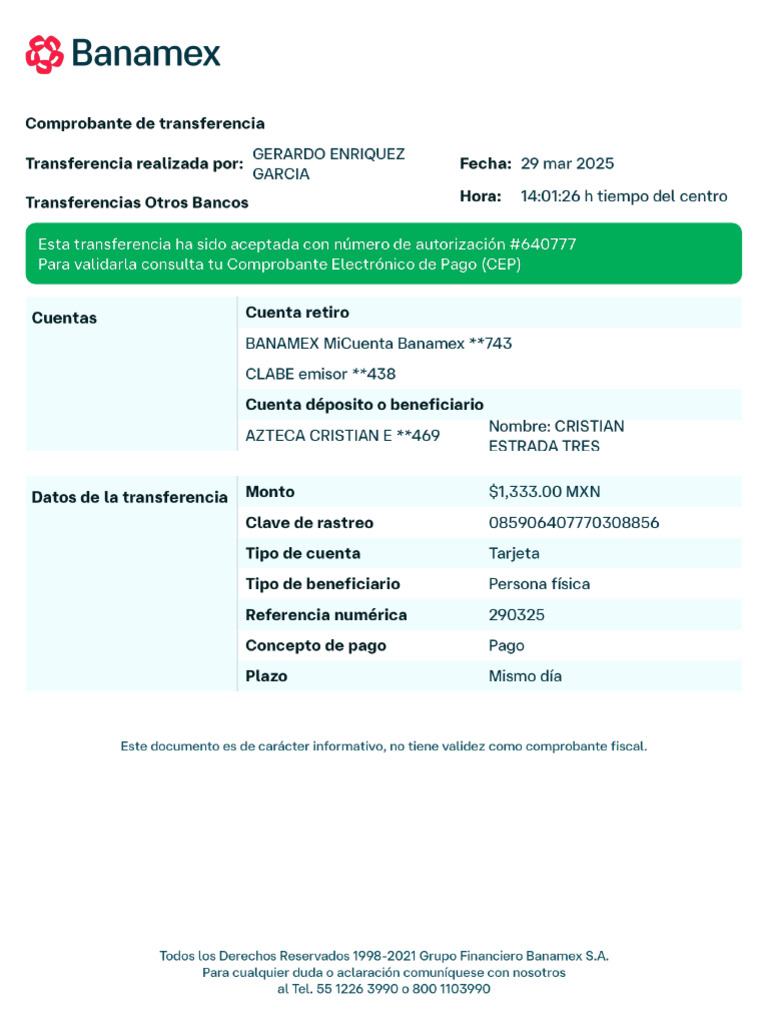 Comprobante de La Transaccion 29-Mar-2025 14 01 26 | PDF