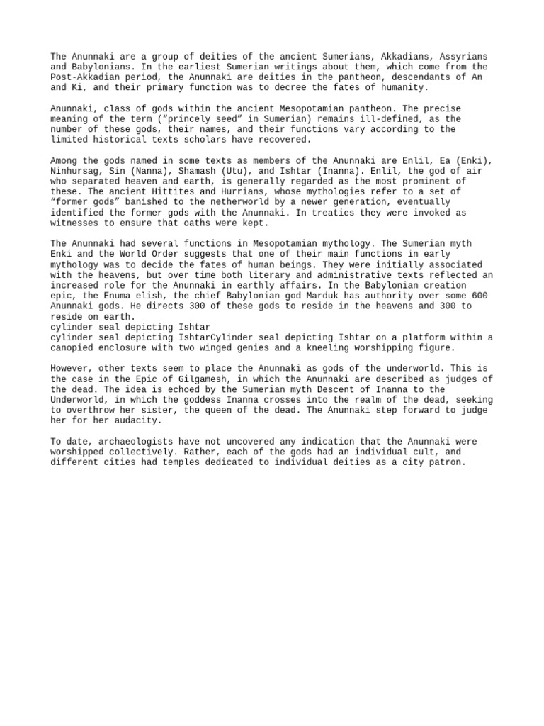 The Anunnaki Are A Group of Deities | PDF | Deities | Ancient Near East