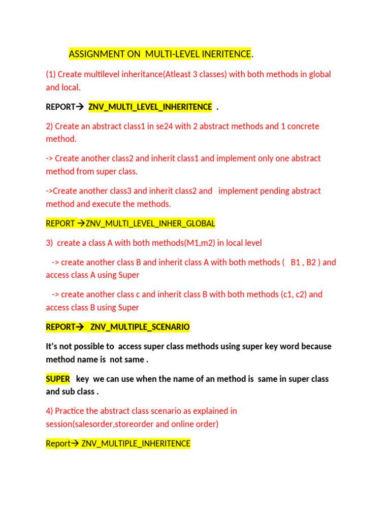 Assignment On Multi Level Inheritence | PDF