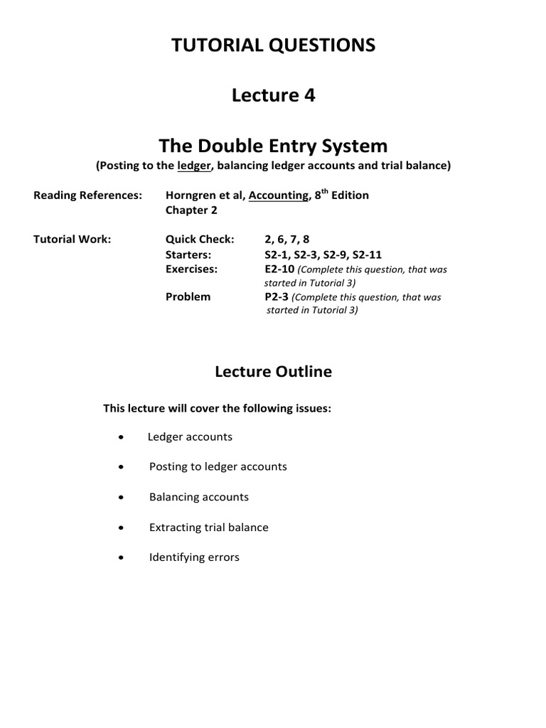 Tutorial Questions For Lecture 4-1 | PDF